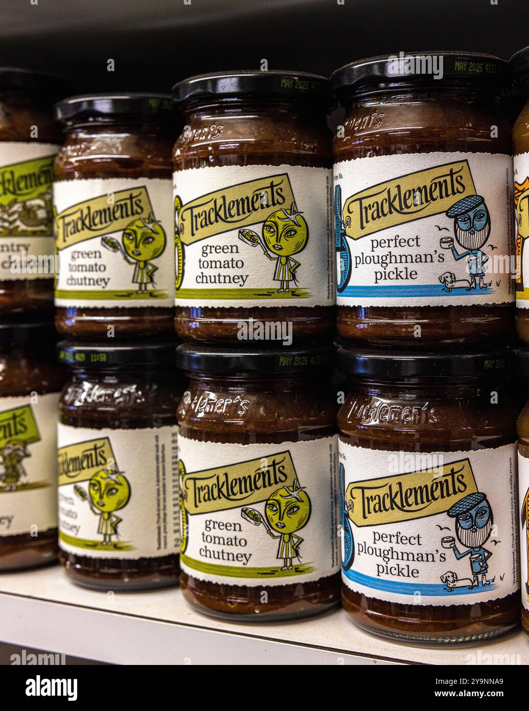 Selction of Popular Chutney and Ploughmans pickles on a Shelf in the ...