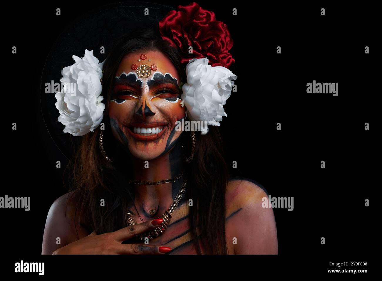 Witch santa muerte makeup black hi-res stock photography and images - Alamy