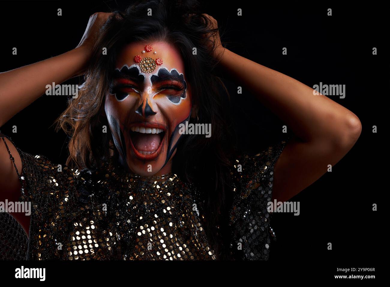 Witch santa muerte makeup black hi-res stock photography and images - Alamy