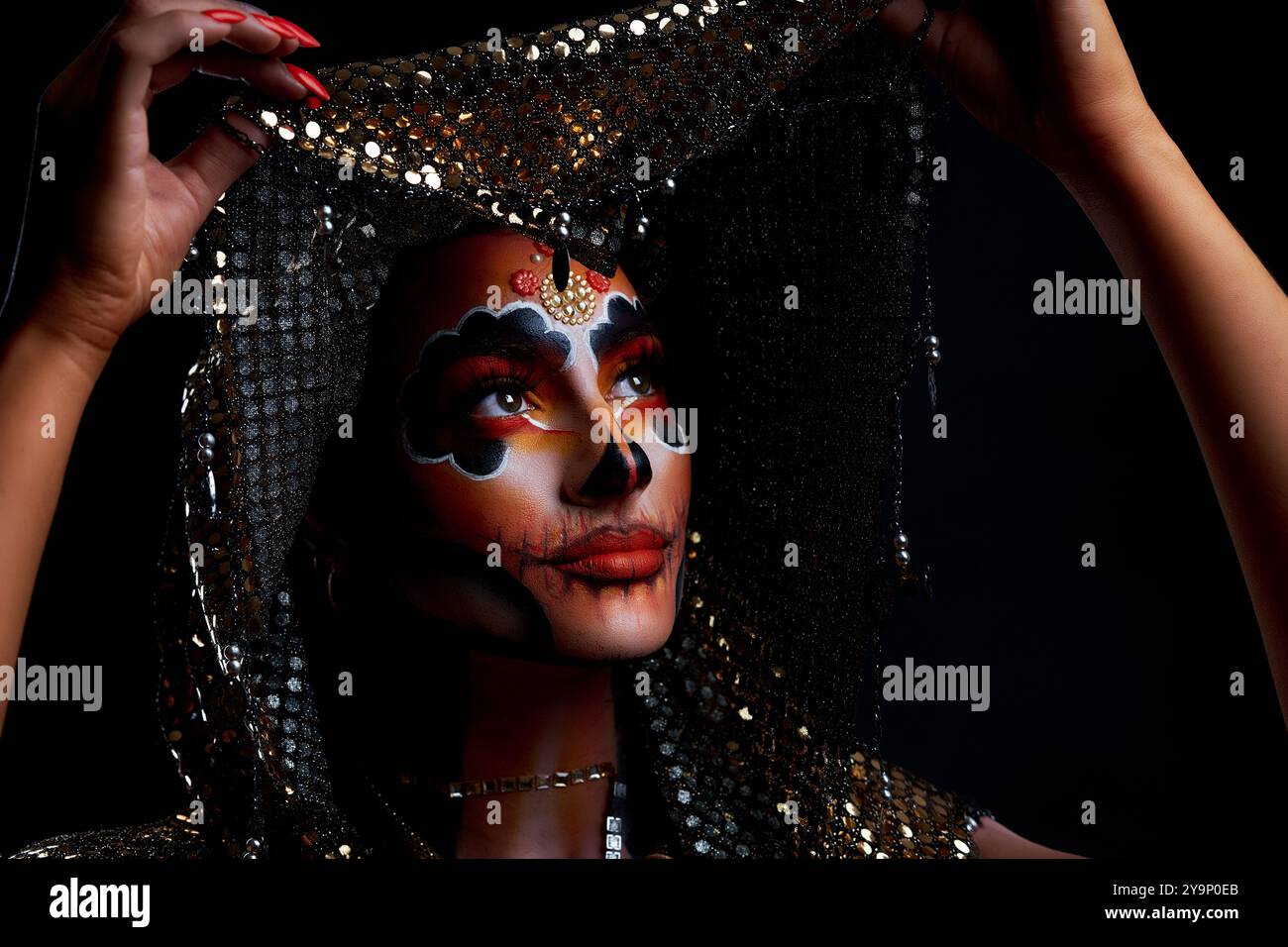 Witch santa muerte makeup black hi-res stock photography and images - Alamy