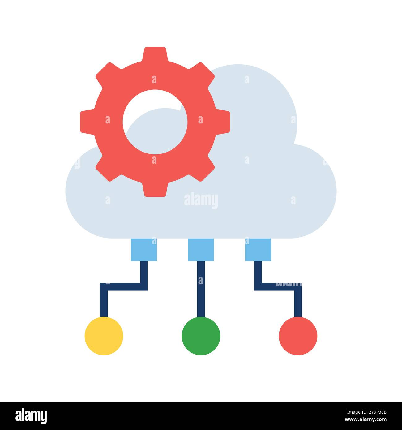 Cloud with gear denoting concept flat icon of cloud maintenance Stock ...