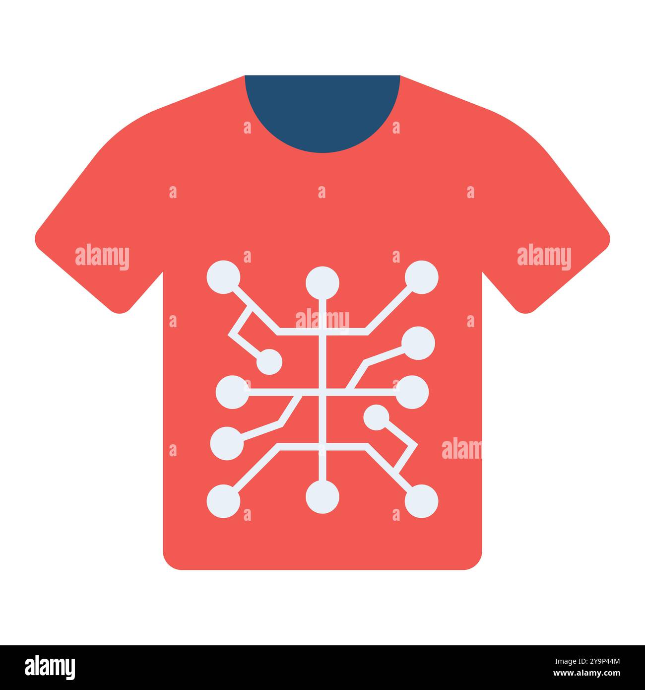 Network nodes on shirt showing concept icon of virtual clothes, smart ...