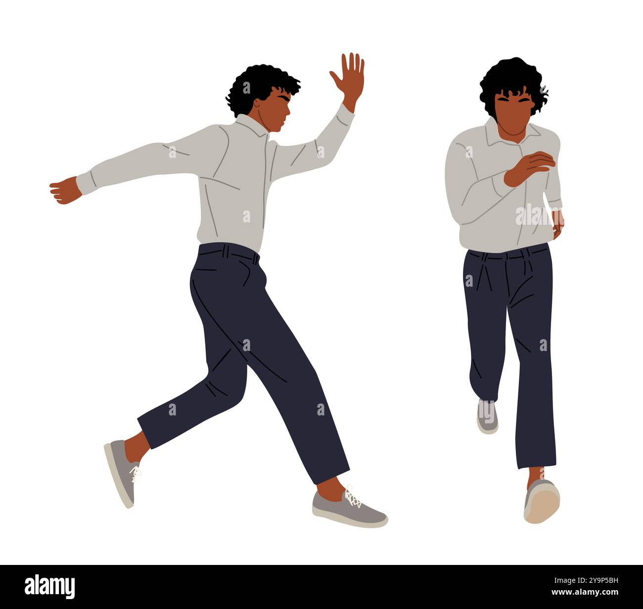 Set of Business man character running front, side Stock Vector Image ...