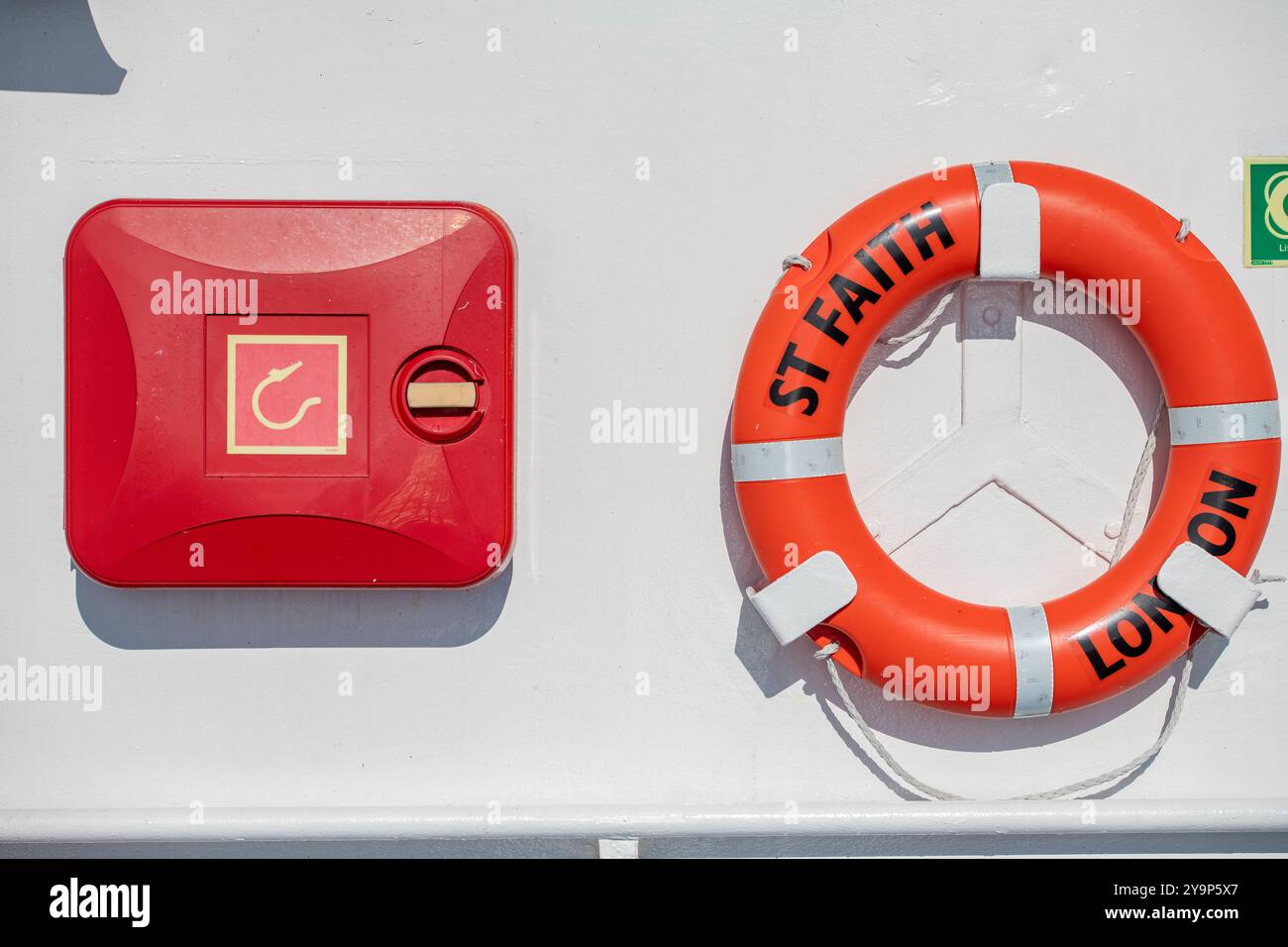 emergency equipment locker and a life ring on the wightlink isle of ...