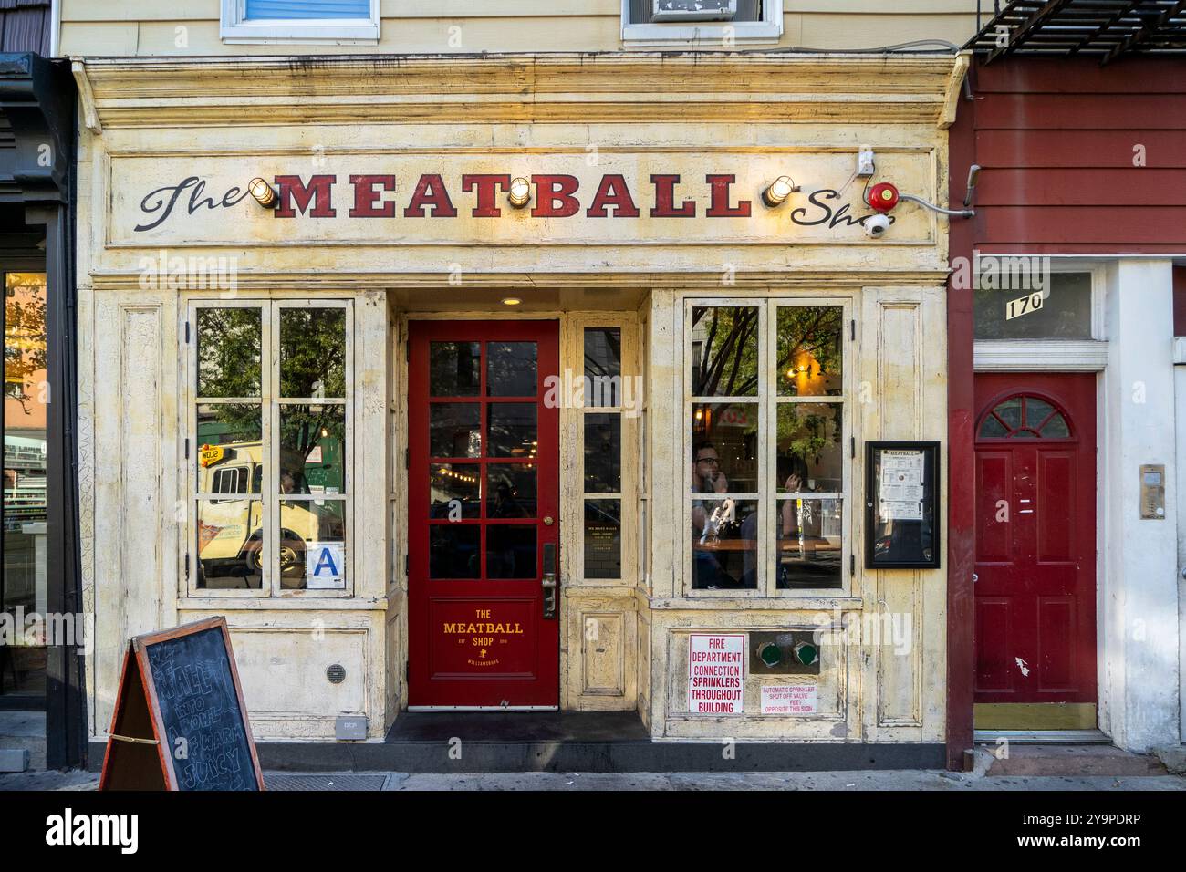 Outside street view of the Meatball shop Stock Photo - Alamy