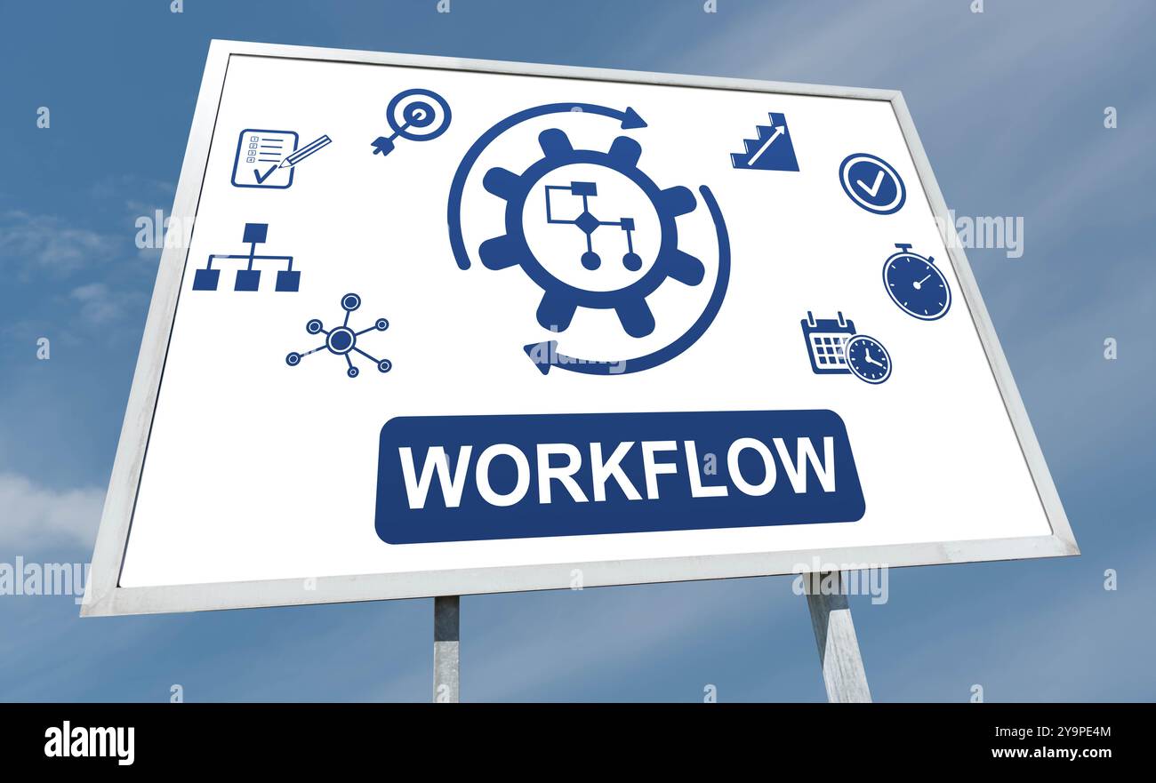 Workflow concept drawn on a billboard Stock Photo - Alamy