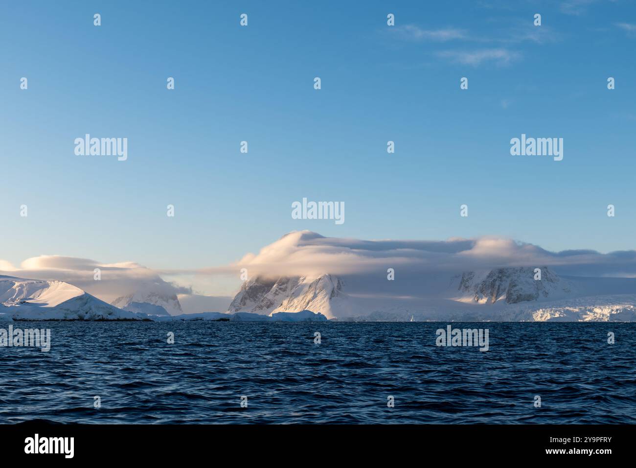 Antarctica mountains and ocean. South Pole. Antarctica seascape and ...
