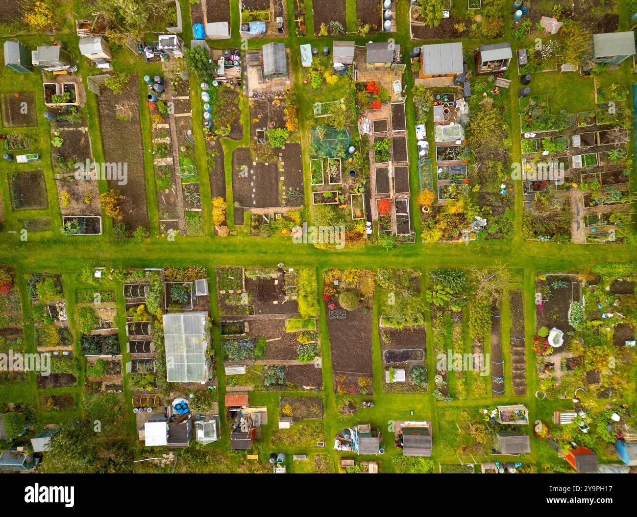Aerial view of Inverleith allotments Edinburgh, Scotland, UK Stock ...