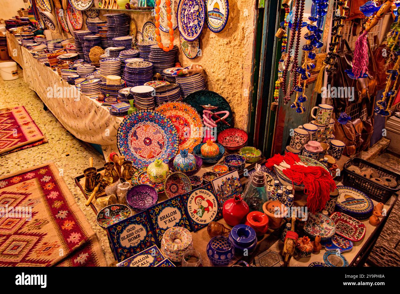 The Arabic suq in the historic old city of Jerusalem, Israel., Middle ...