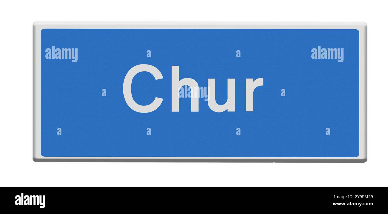 Digital composite. Road sign for the town of Chur, Switzerland Stock ...