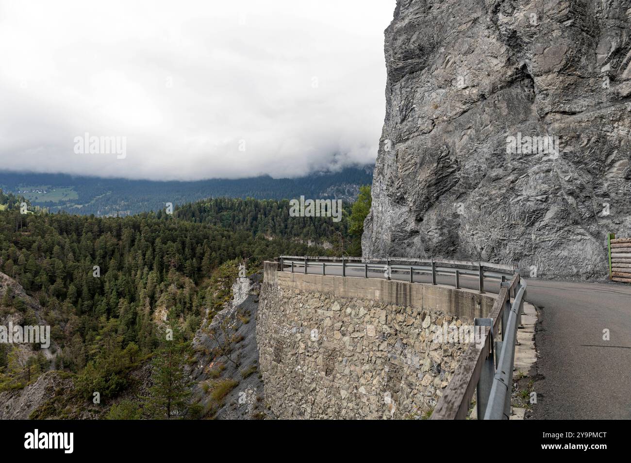 Rabiusa Graubünden Switzerland 17th September 2024 A cliff edge road ...