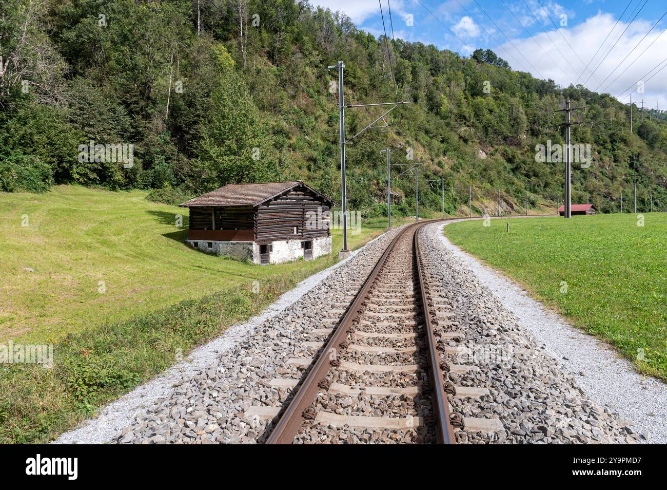 Tavanasa Graubünden Switzerland 17th September 2024 Meter gauge tracks ...