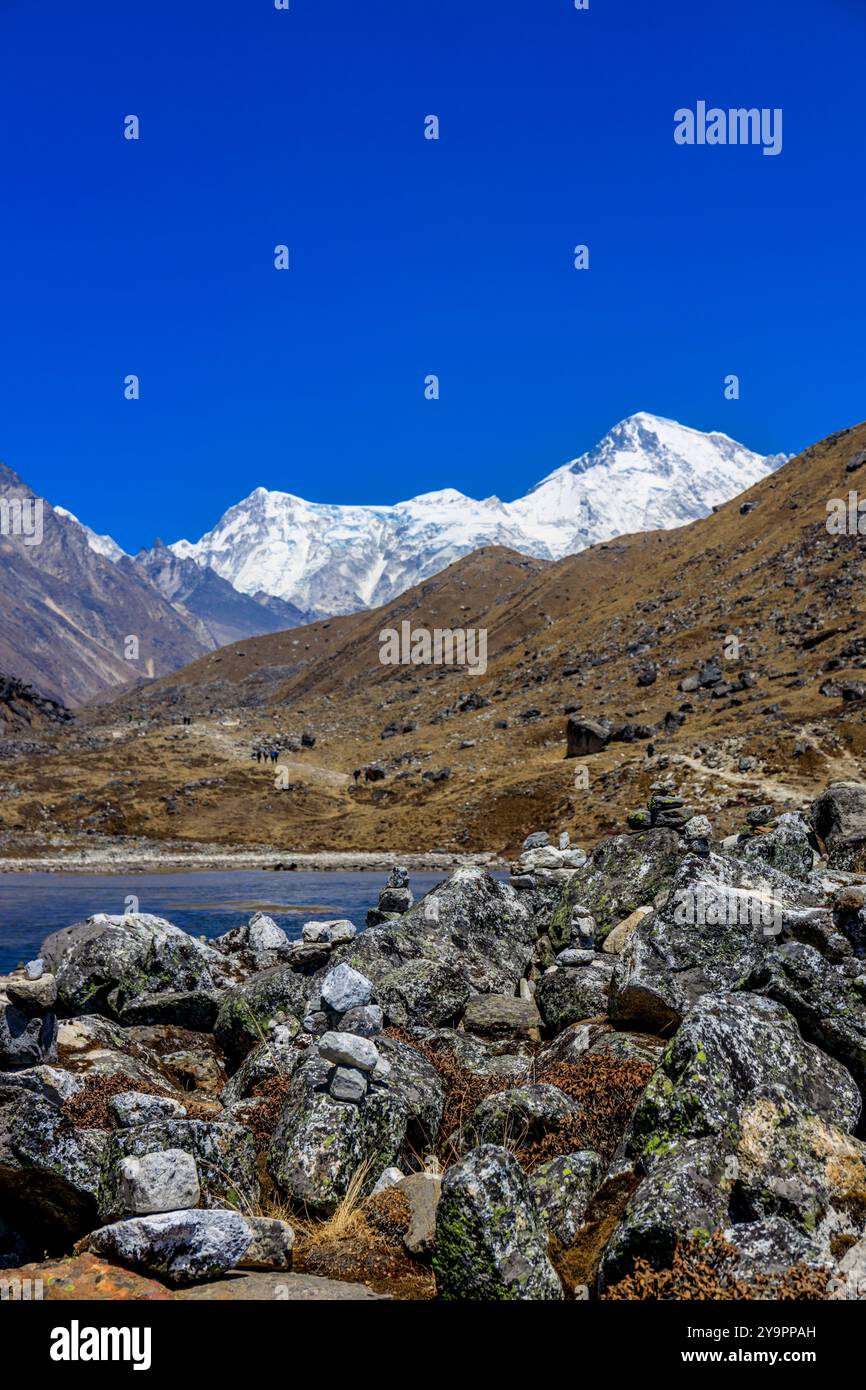 Himalaya mountains beautiful scenic landscape on Everest Base Camp trek ...