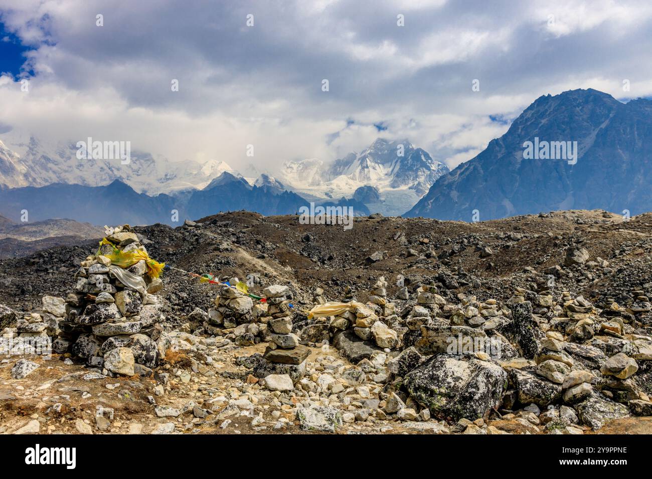 Himalaya mountains beautiful scenic landscape on Everest Base Camp trek ...