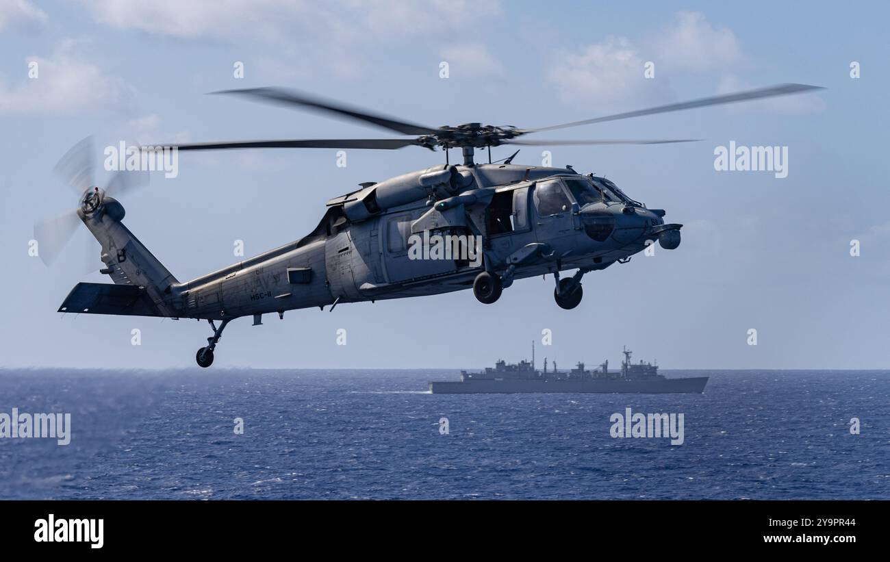 241005-N-FY193-1087 ATLANTIC OCEAN (Oct. 5, 2024) An MH-60S Sea Hawk ...