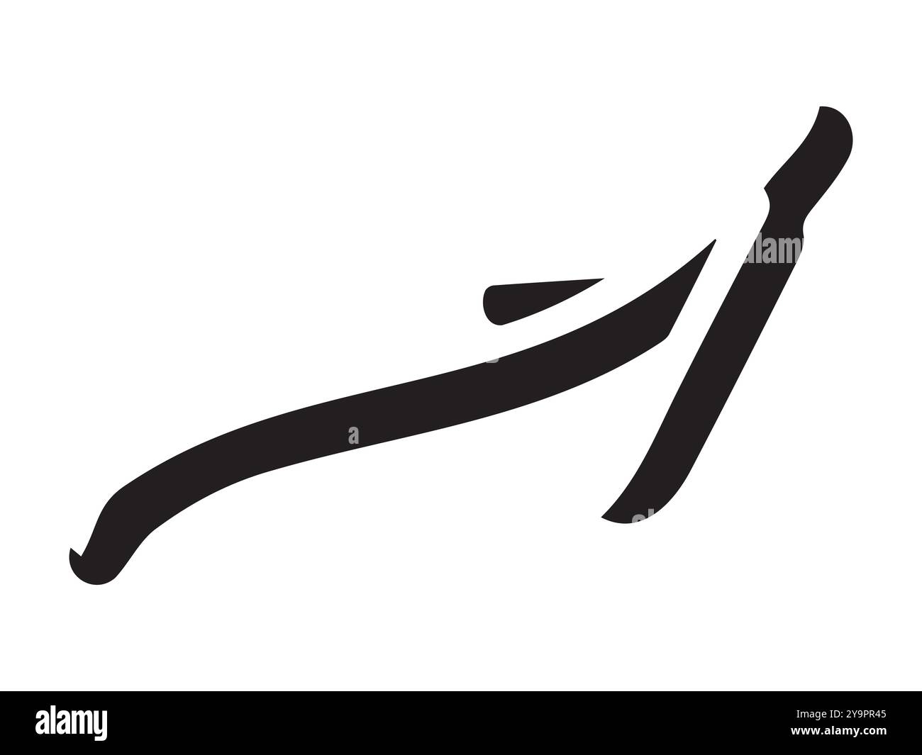 Hand-drawn straight volumetric black arrow isolated on a white ...