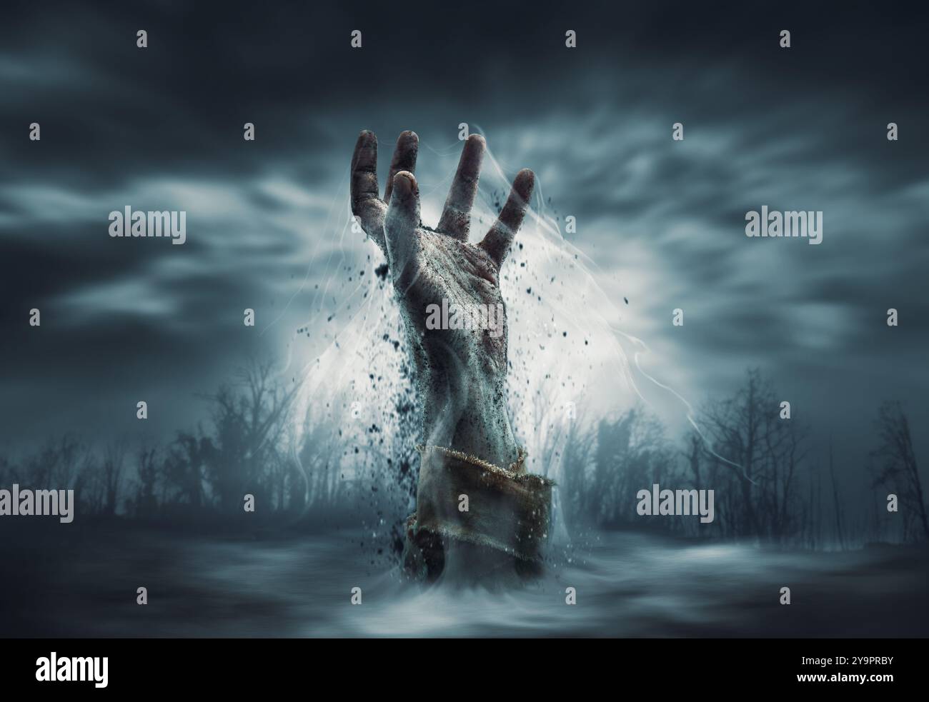 Horror hand crawling in ground hi-res stock photography and images - Alamy
