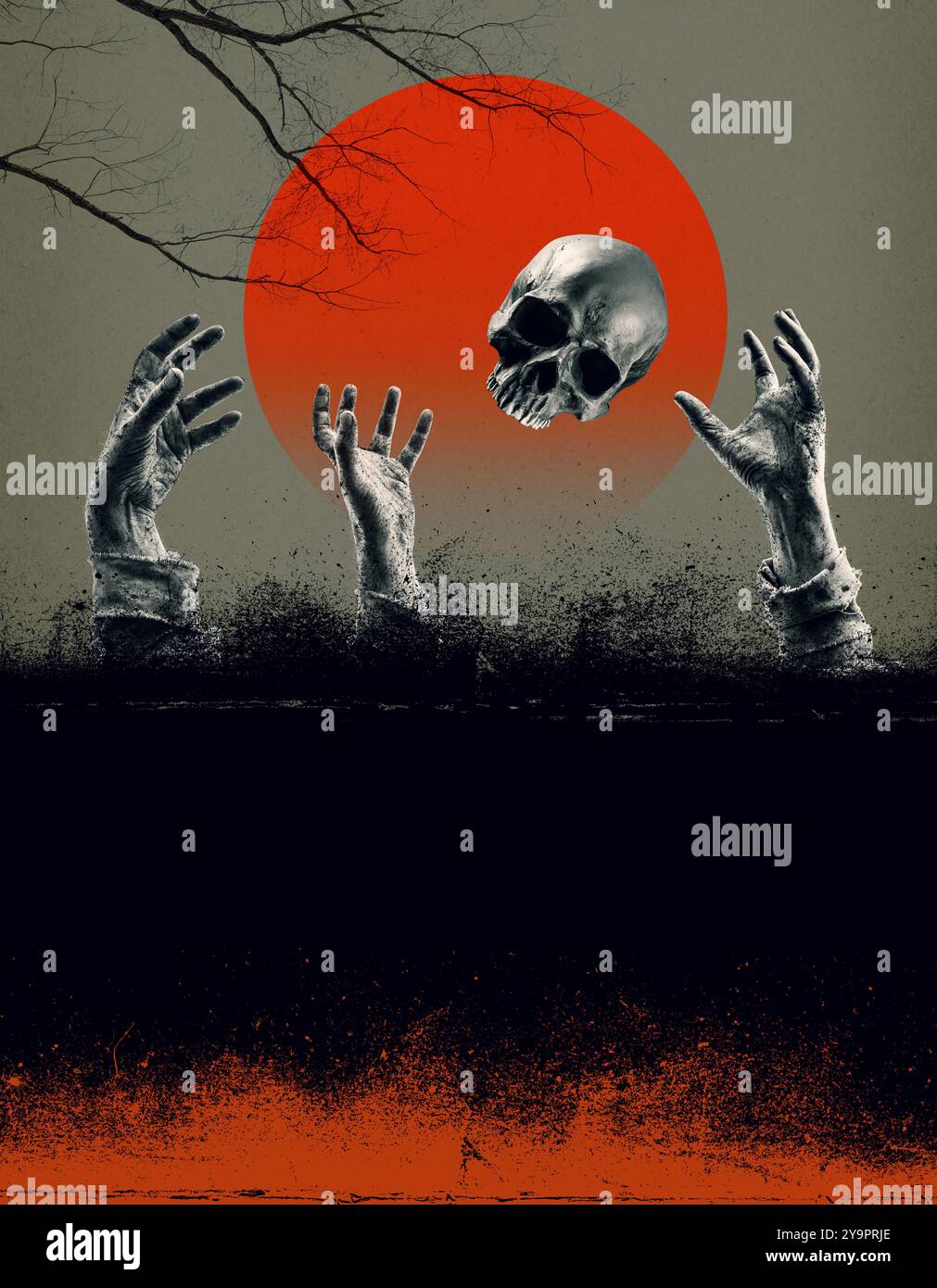 Scary zombie hands coming out of the ground and playing with a human ...