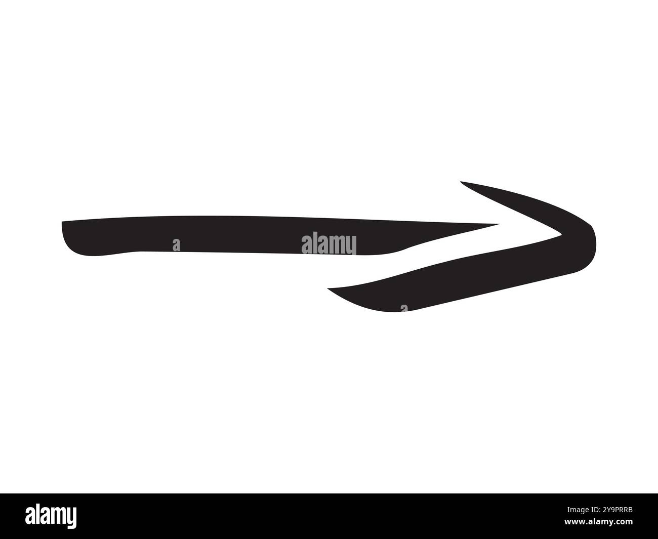Hand-drawn straight volumetric black arrow isolated on a white ...