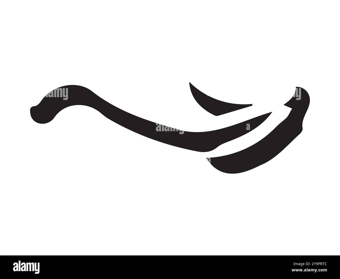 Hand-drawn straight volumetric black arrow isolated on a white ...