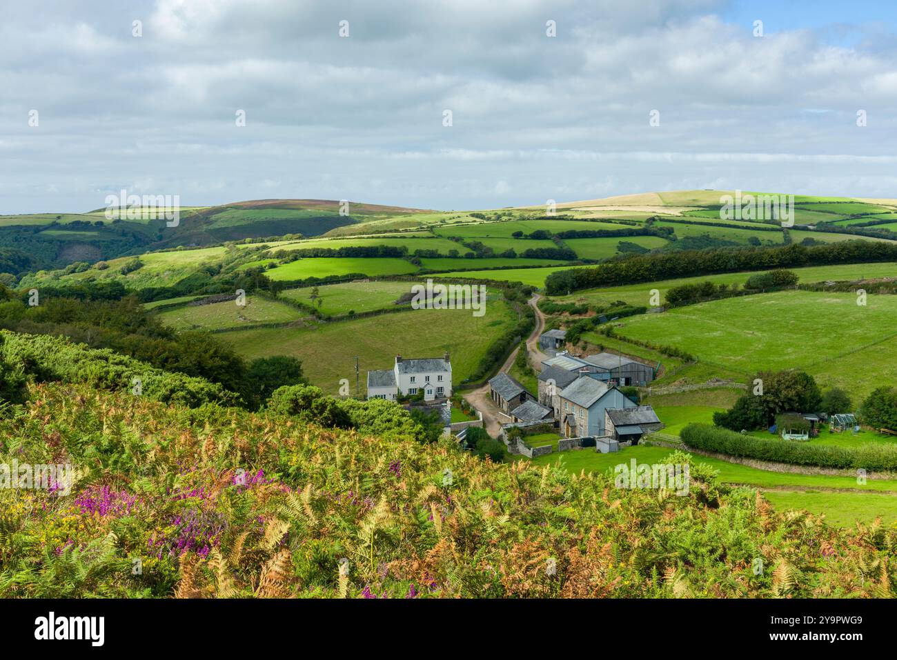 Shilstone Farm from Shilstone Hill with Countisbury Common in the ...