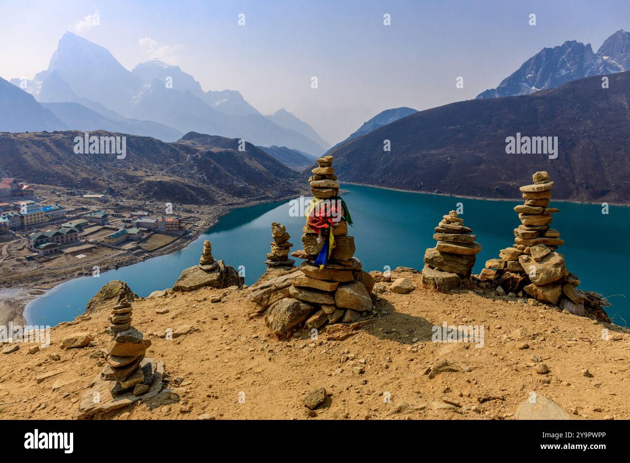 Himalaya mountains beautiful scenic landscape on Everest Base Camp trek ...