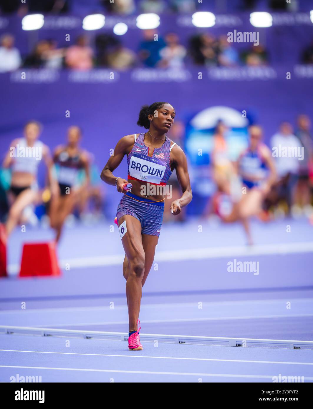 Kaylyn Brown participating in the 4X400 meters relay at the Paris 2024 ...