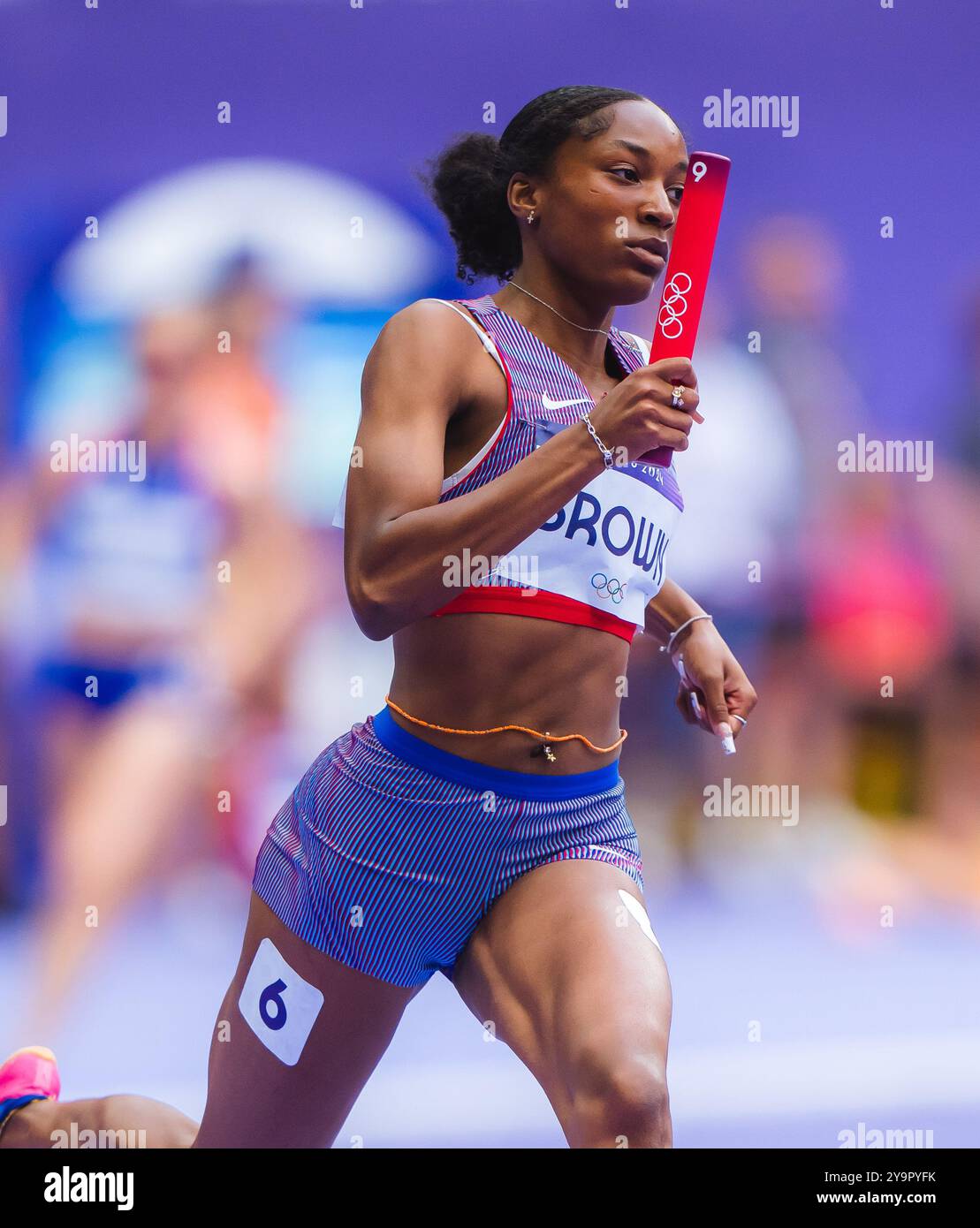 Kaylyn Brown participating in the 4X400 meters relay at the Paris 2024 ...