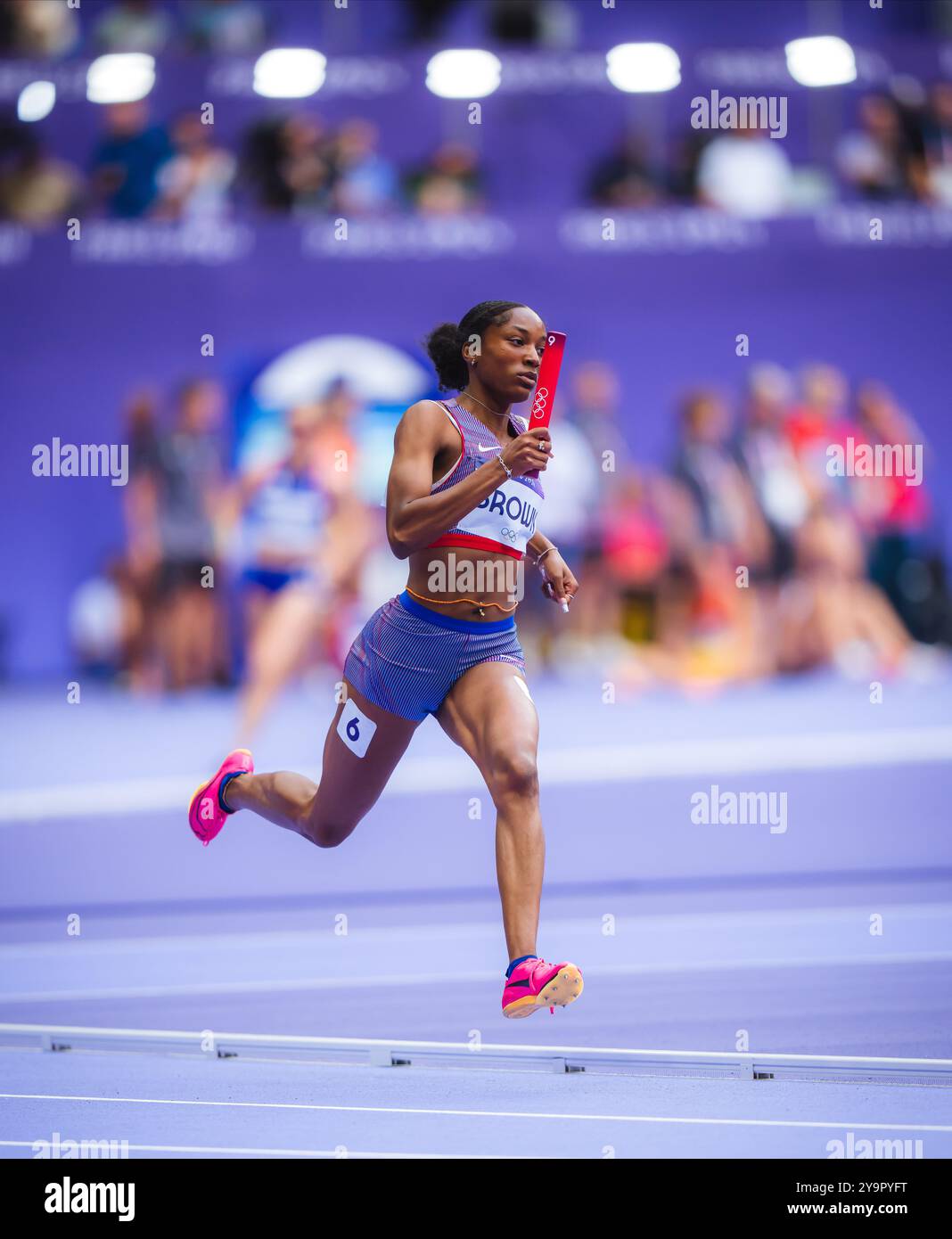 Kaylyn Brown participating in the 4X400 meters relay at the Paris 2024 ...