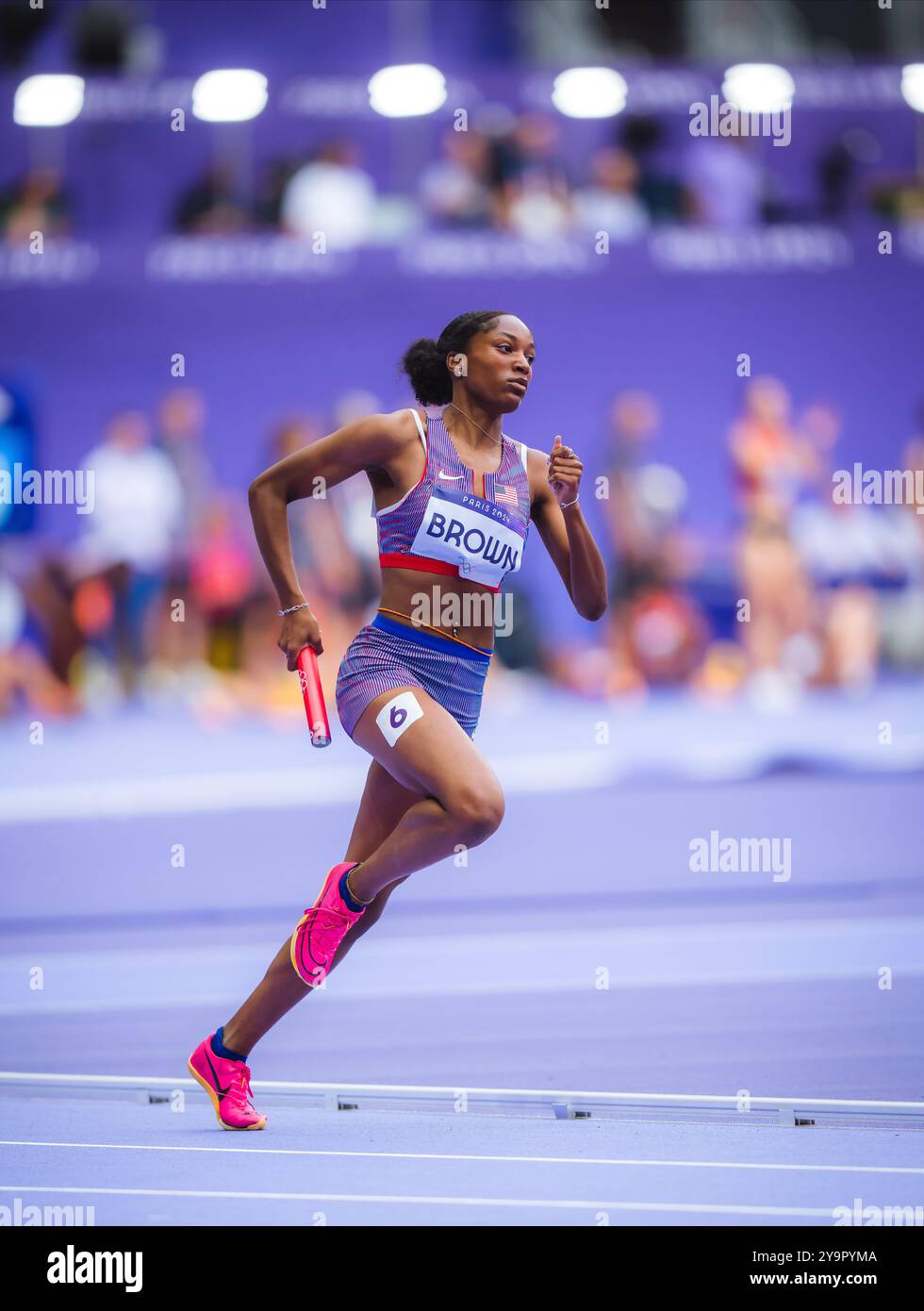 Kaylyn Brown participating in the 4X400 meters relay at the Paris 2024 ...