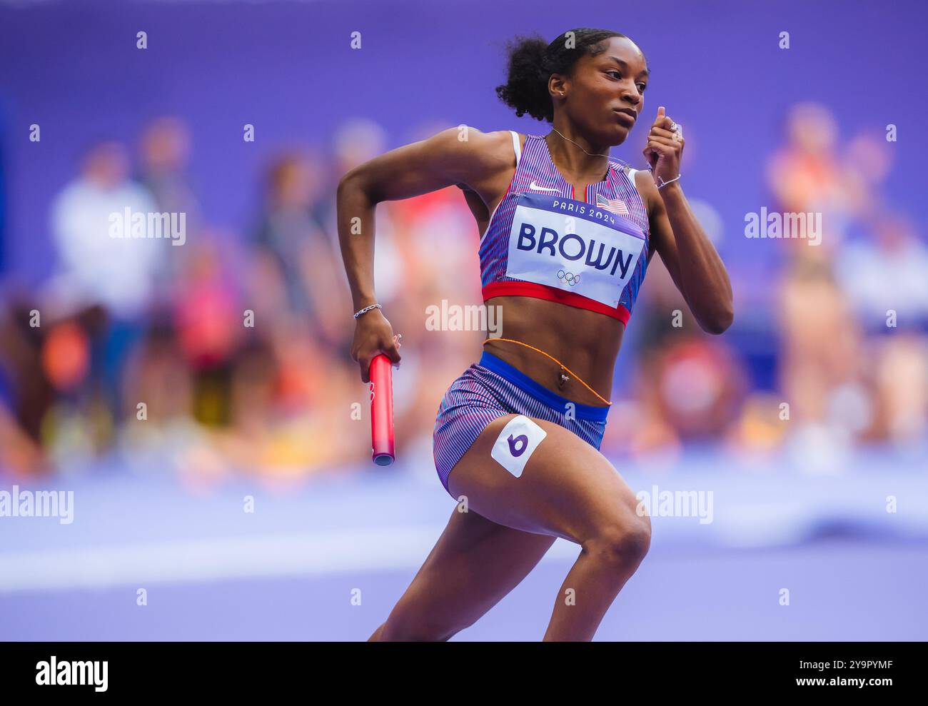 Kaylyn Brown participating in the 4X400 meters relay at the Paris 2024 ...