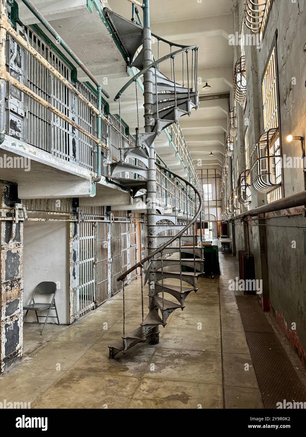 Metal spiral staircase in Alcatraz cell block Stock Photo - Alamy