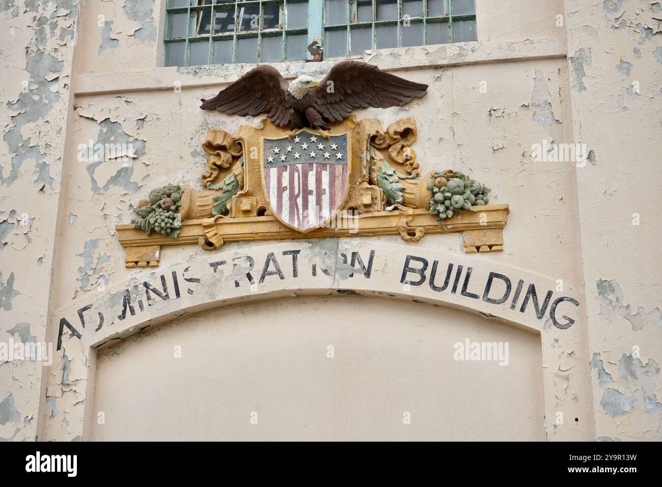 Peeling paint around the entrance to The Administration Building at ...