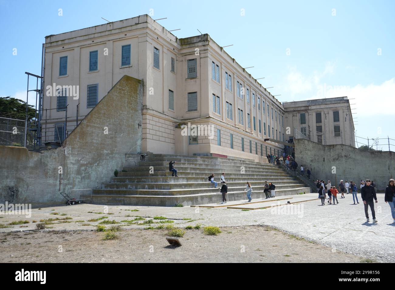 The exercise yard and cell block at Alcatraz Prison Stock Photo - Alamy