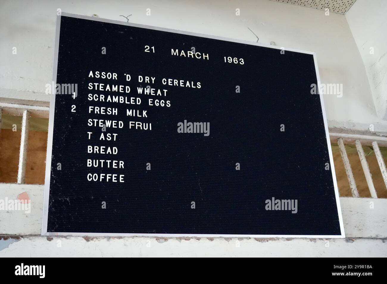Peg board in Alcatraz kitchen showing the final menu served in 1963 ...