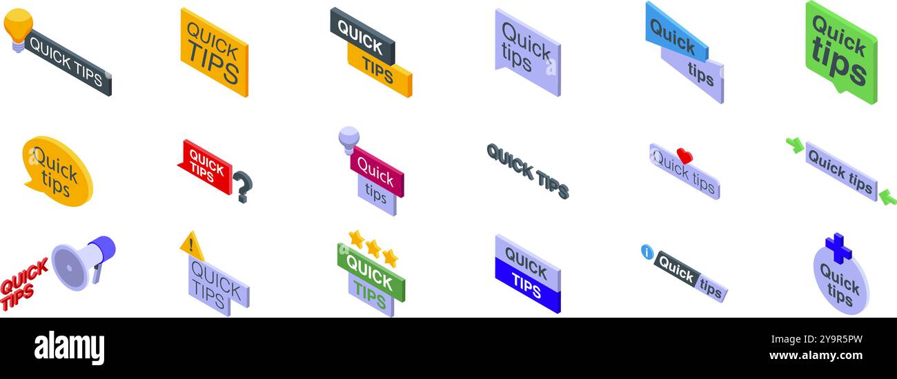 Quick tips icons set. This set features a diverse collection of quick ...