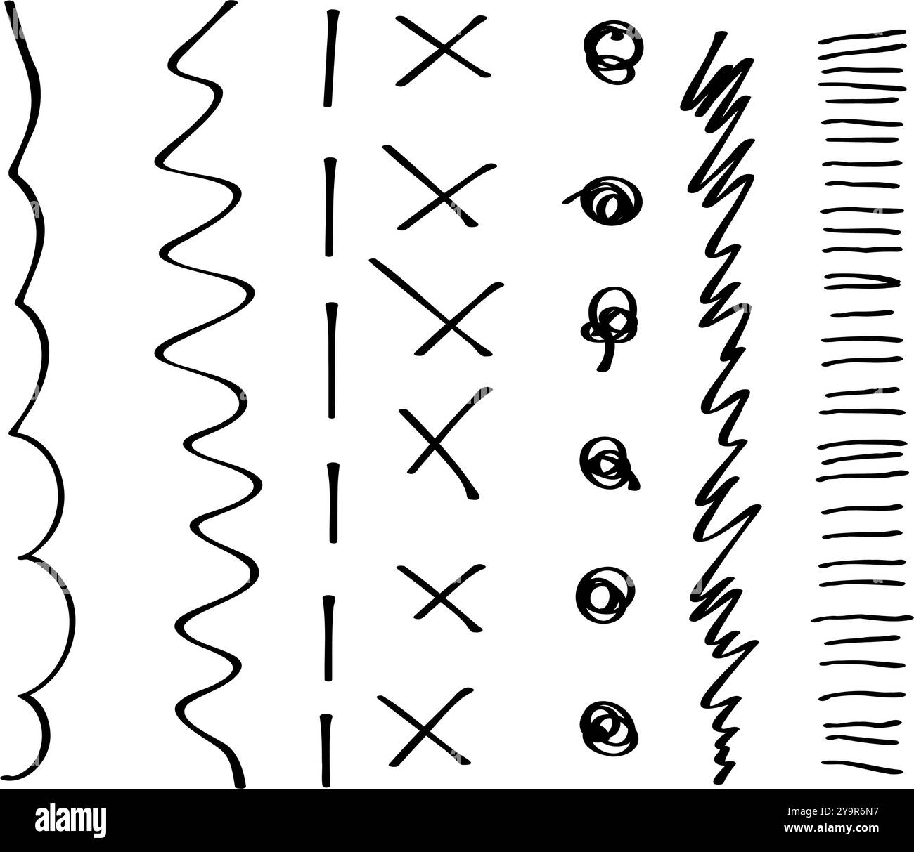 Scribble doodle underline emphasis line shape set. Vector illustration ...