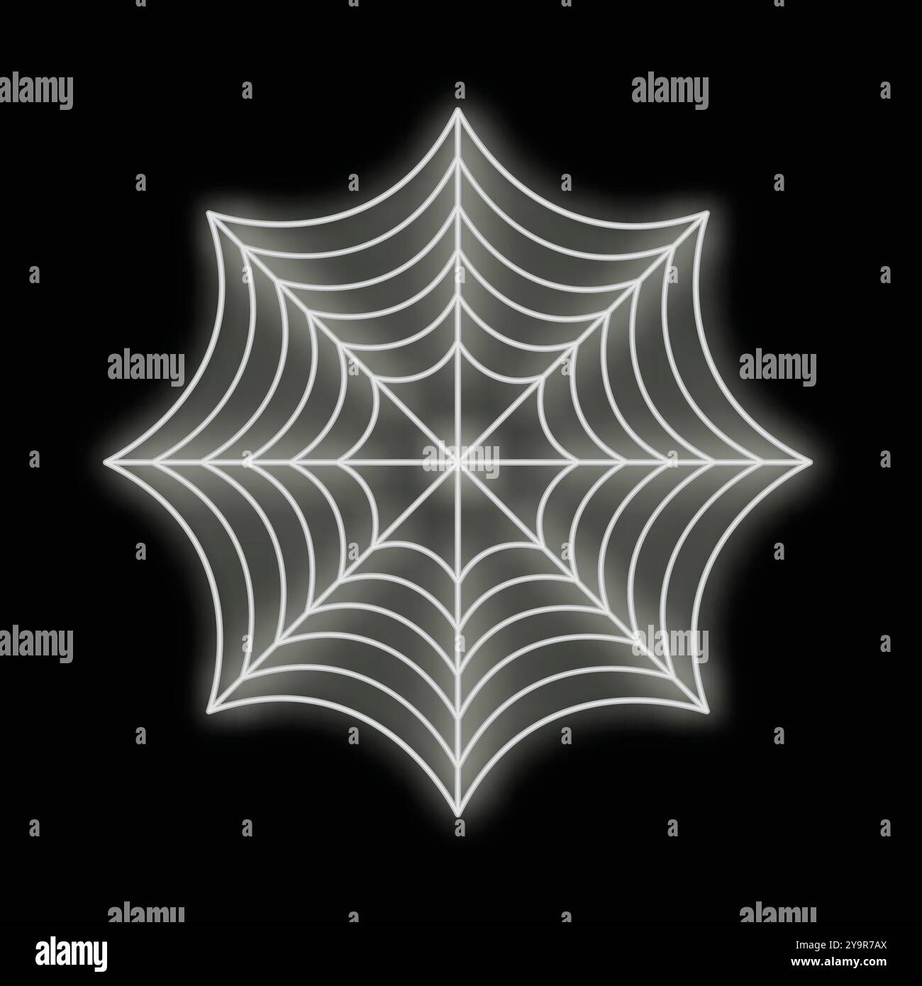 Glowing white neon spider web is radiating on a black background Stock ...