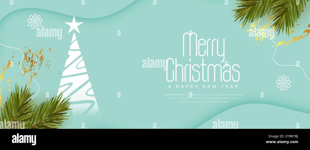 beautiful merry christmas party invitation banner with realistic fir ...