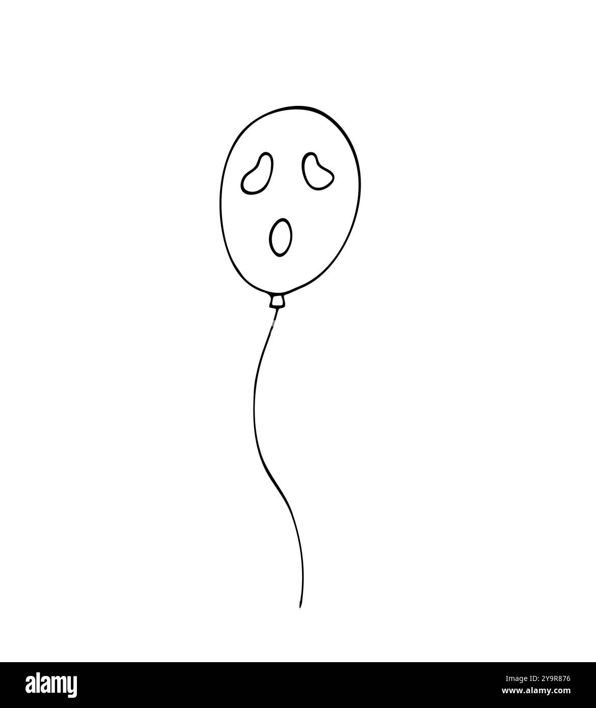 Halloween balloon with scary face . Hand-drawn illustration isolated on ...