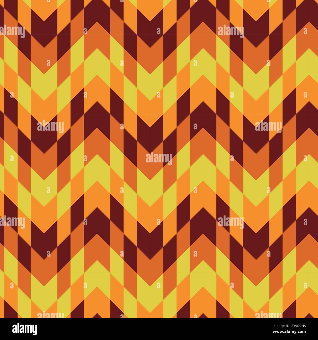 Retro 70s Geometric chevron and square shapes seamless pattern in ...