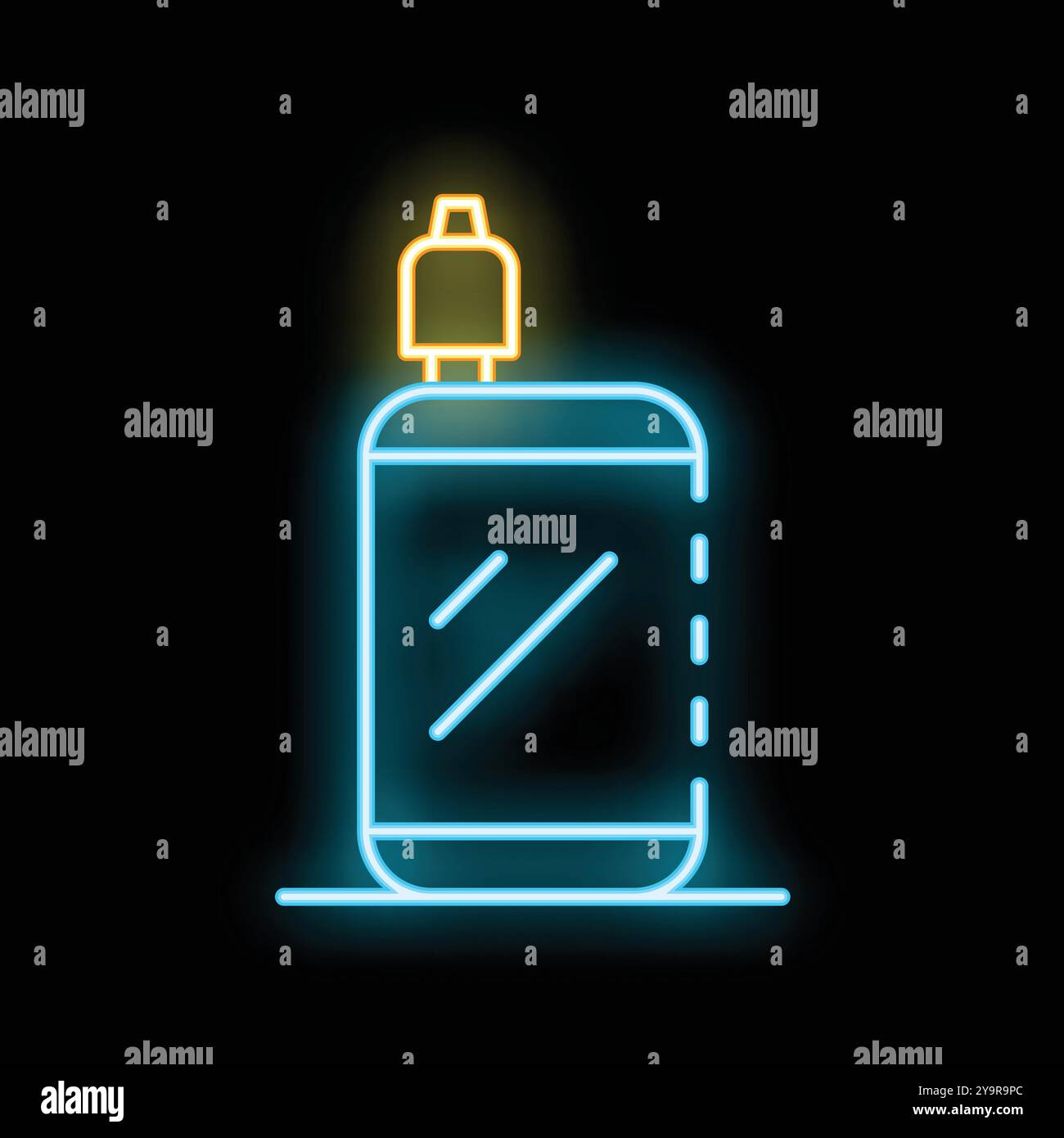 Glowing neon line electronic cigarette icon isolated on black ...