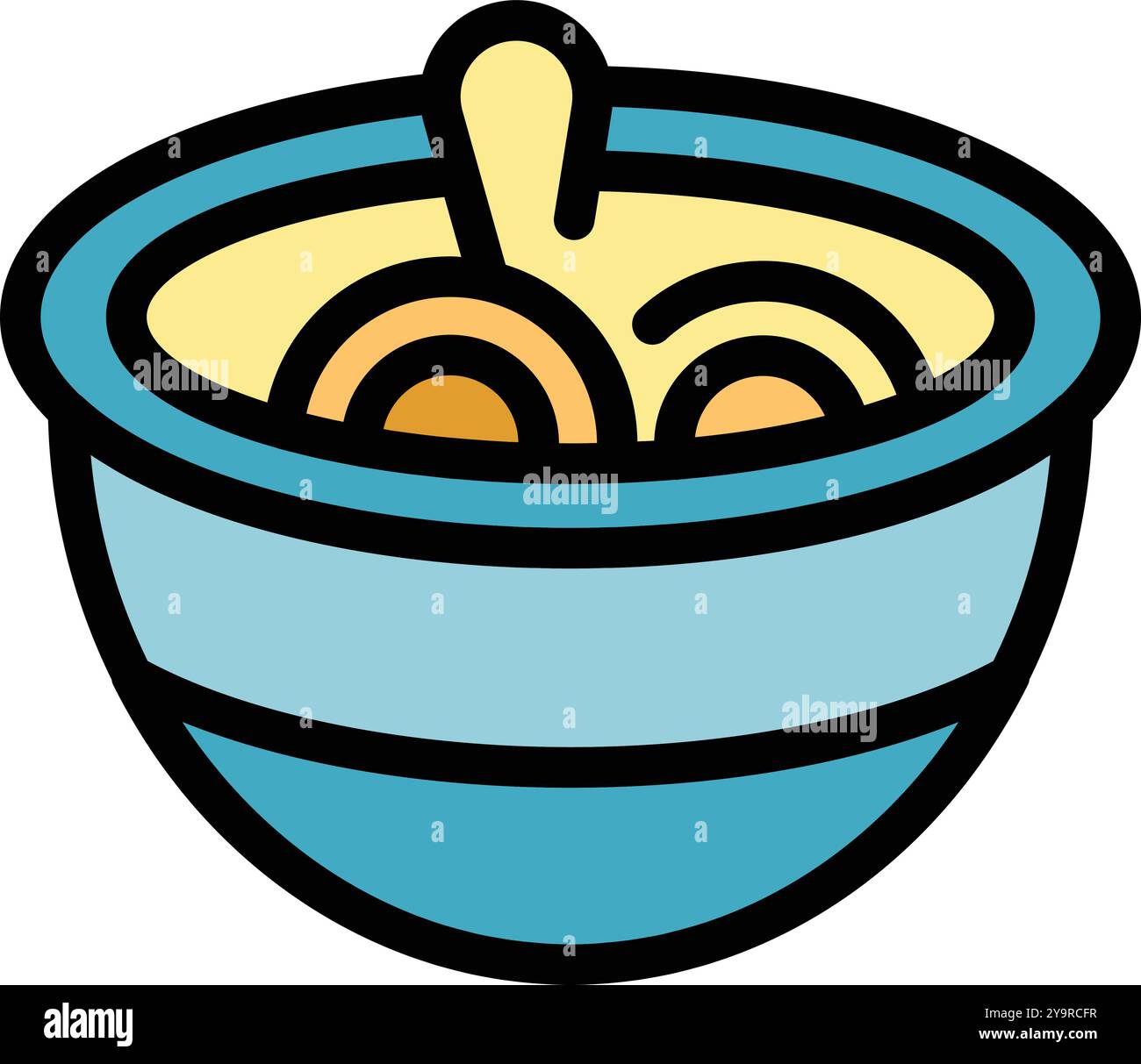 Simple vector illustration of a blue bowl full of ramen noodles being ...
