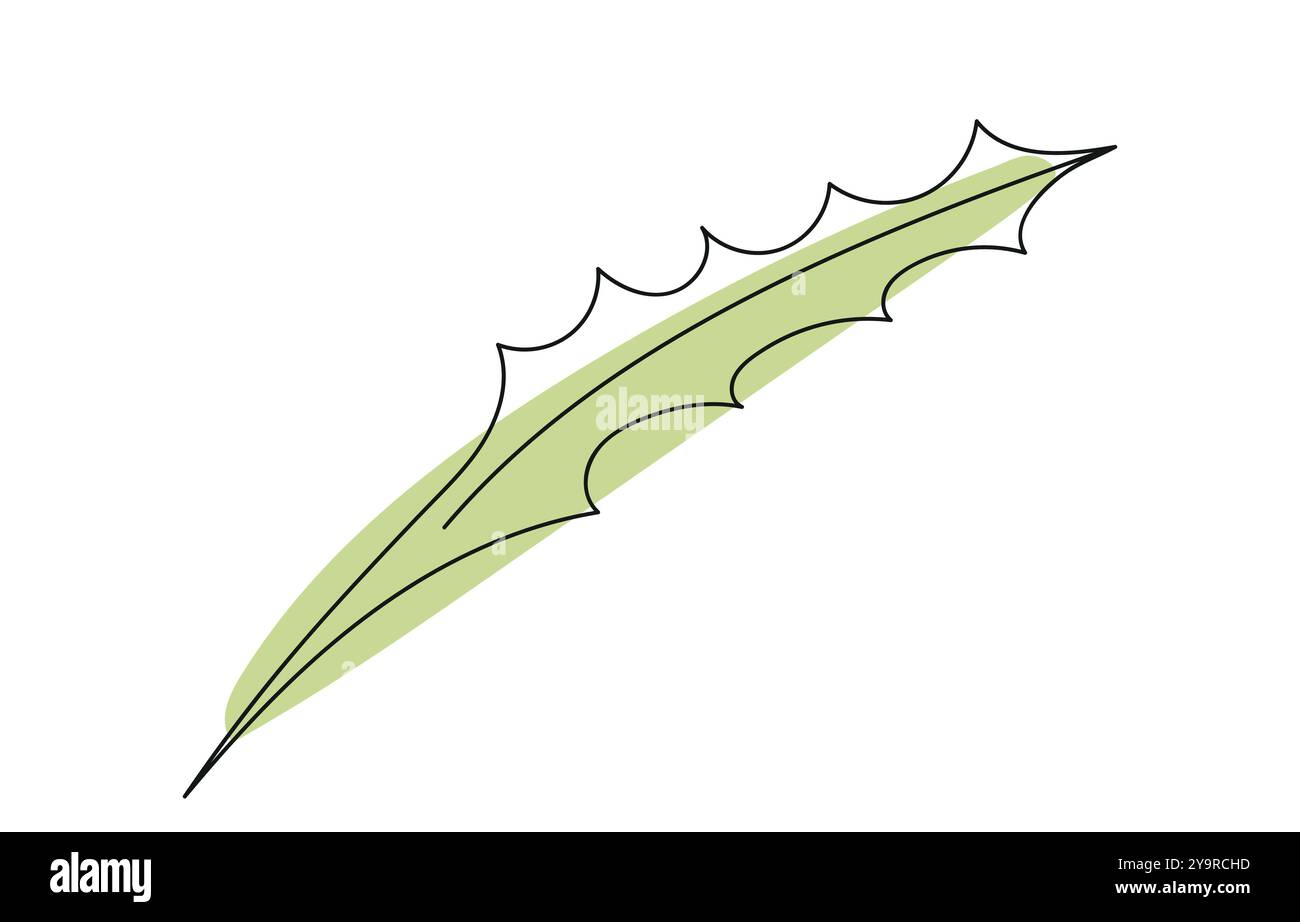 Continuous one line drawing of green leaf isolated on white background ...