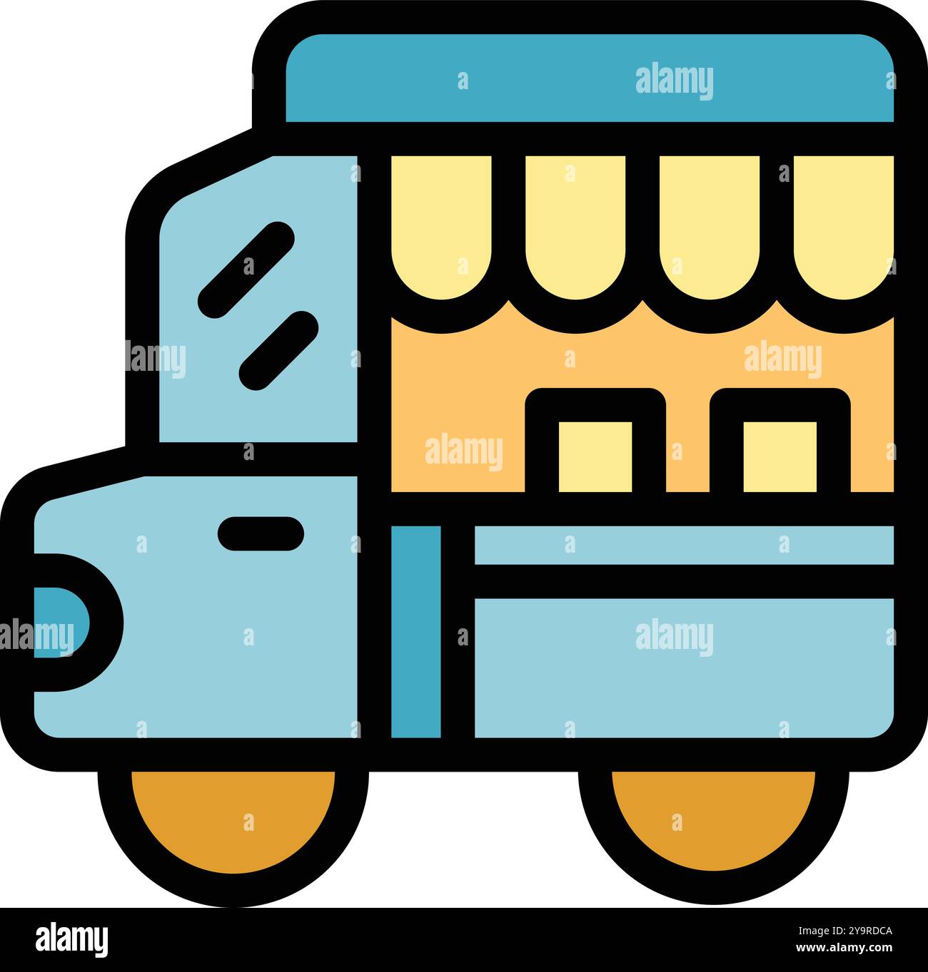 Cartoon food truck serving hungry customers in the street Stock Vector ...