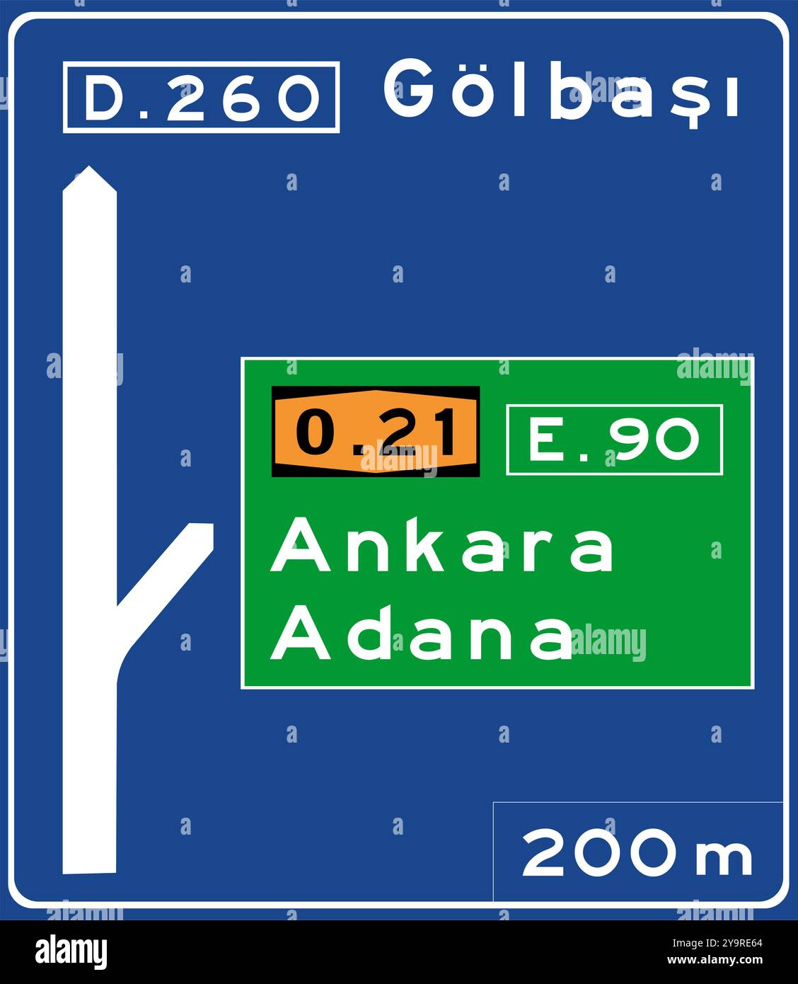 Direction Sign Before Junction, Warning Signs, Turkey Highway Standard ...