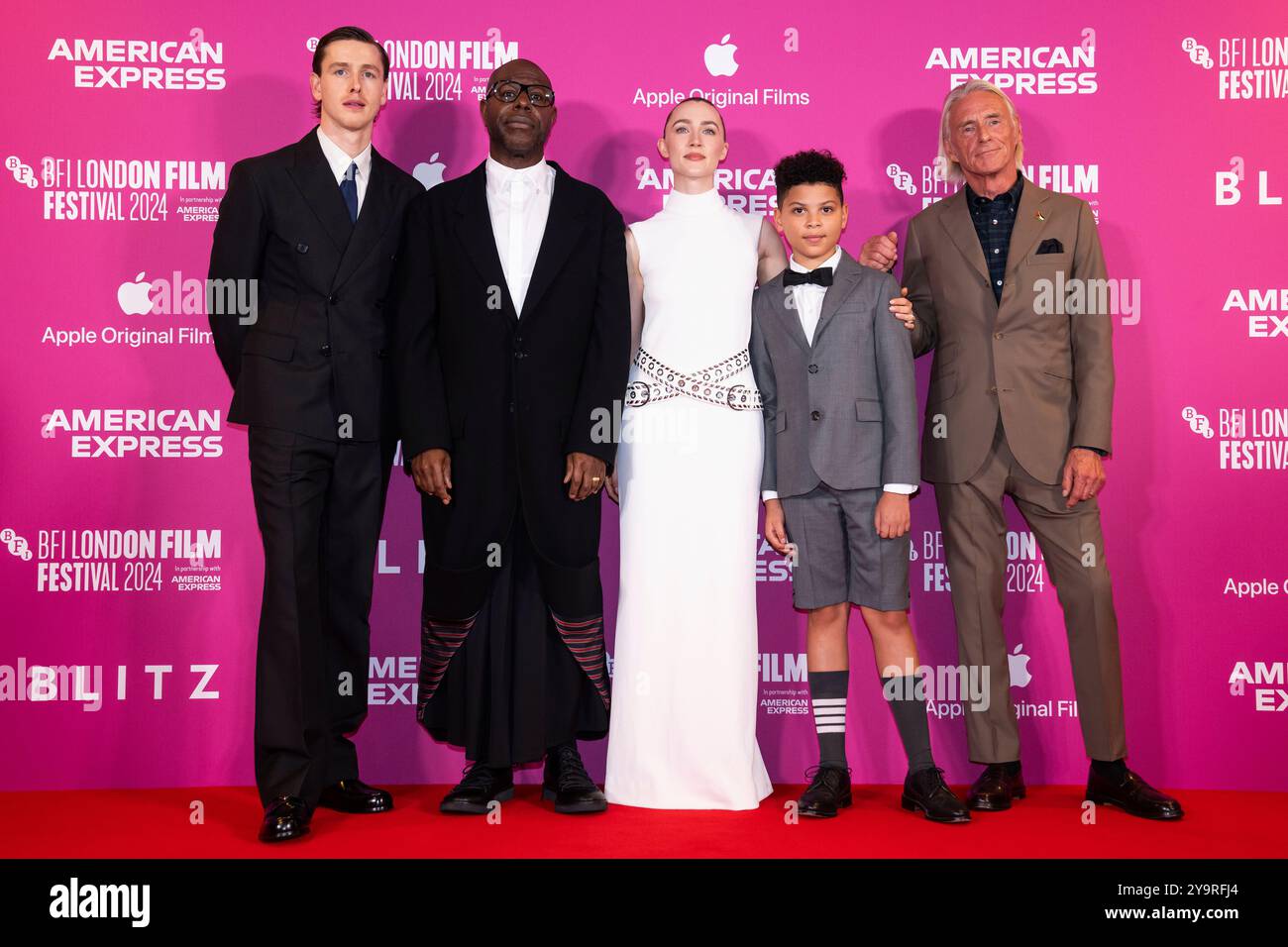 Harris Dickinson, from left, director Steve McQueen, Saoirse Ronan ...