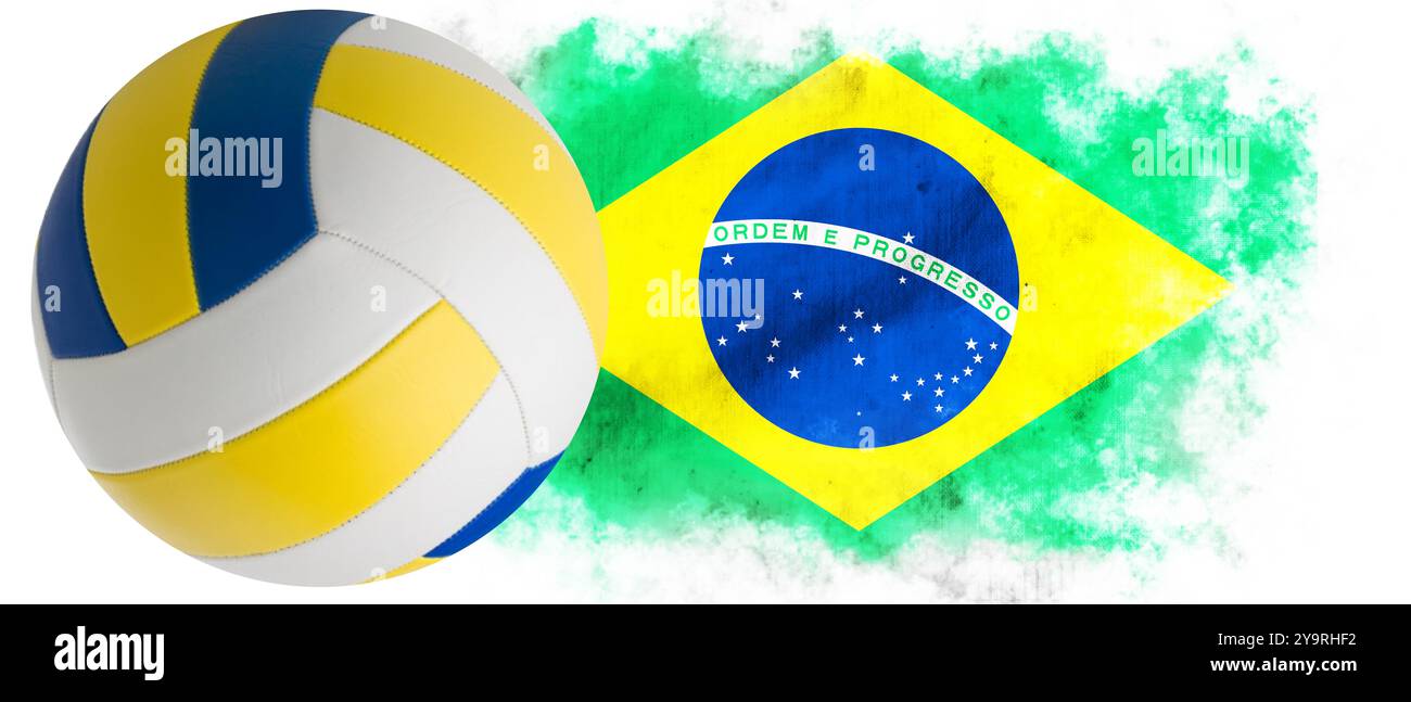 White background with volleyball and Basile flag Stock Photo - Alamy