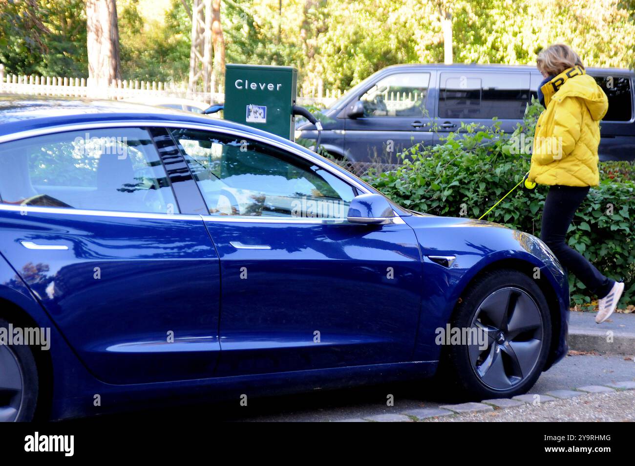 Copenhagen/ Denmark/11 Oct. 2024/Tesla electric cars charge at clever ...