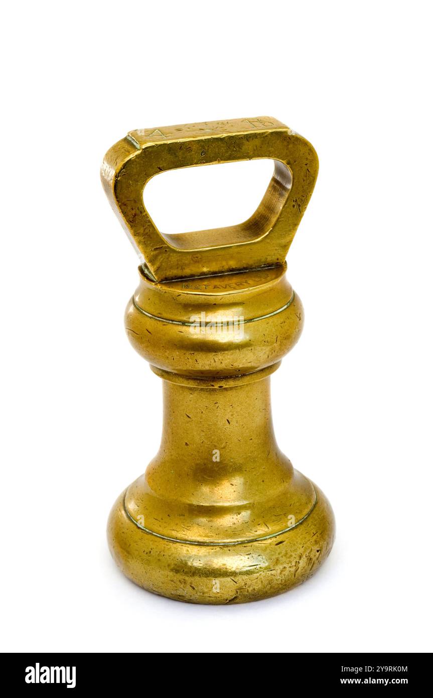 Vintage Avery 4lb Brass Weight Stock Photo - Alamy